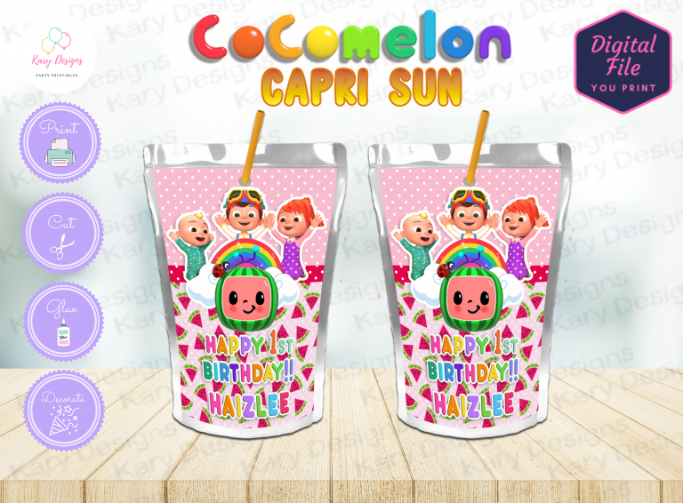 PINK COCOMELON CAPRI SUN LABEL - Kary Designs