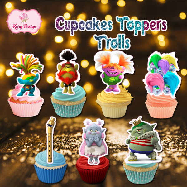 TROLLS WORLD TOUR CUPCAKES TOPPERS - Kary Designs