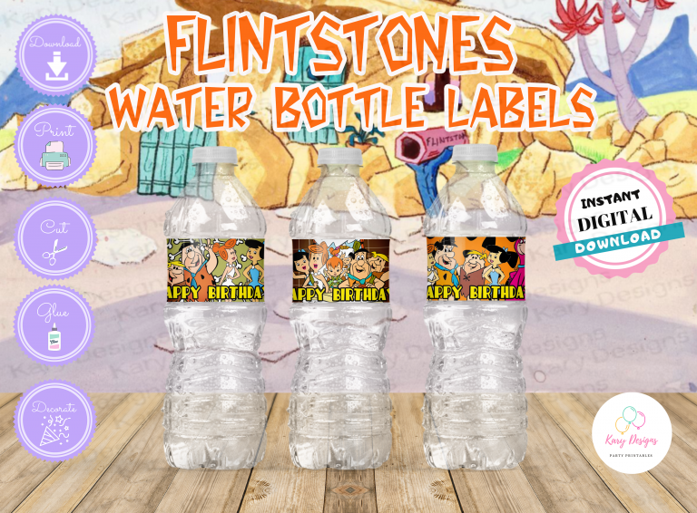 THE FLINTSTONES WATER BOTTLE LABELS - Kary Designs