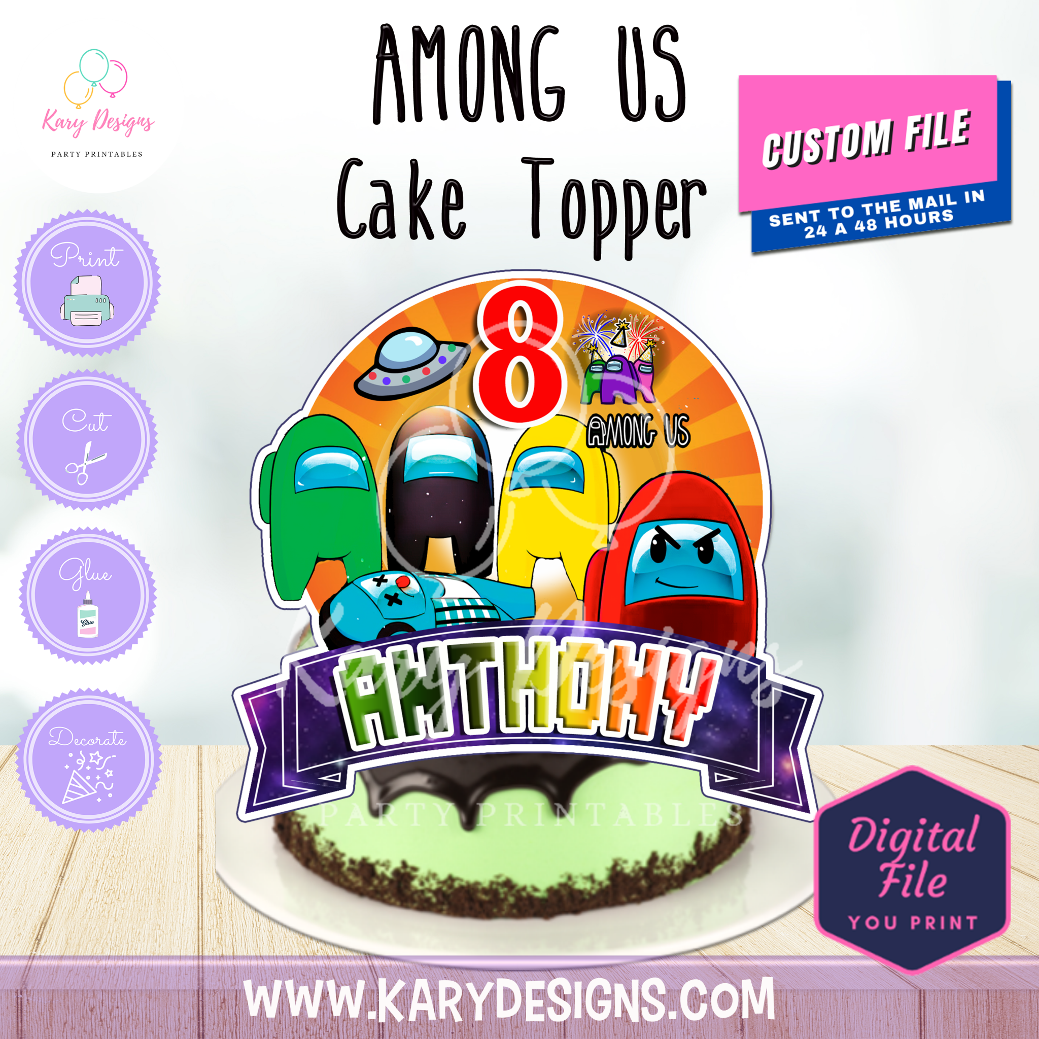 AMONG US CAKE TOPPER - Kary Designs