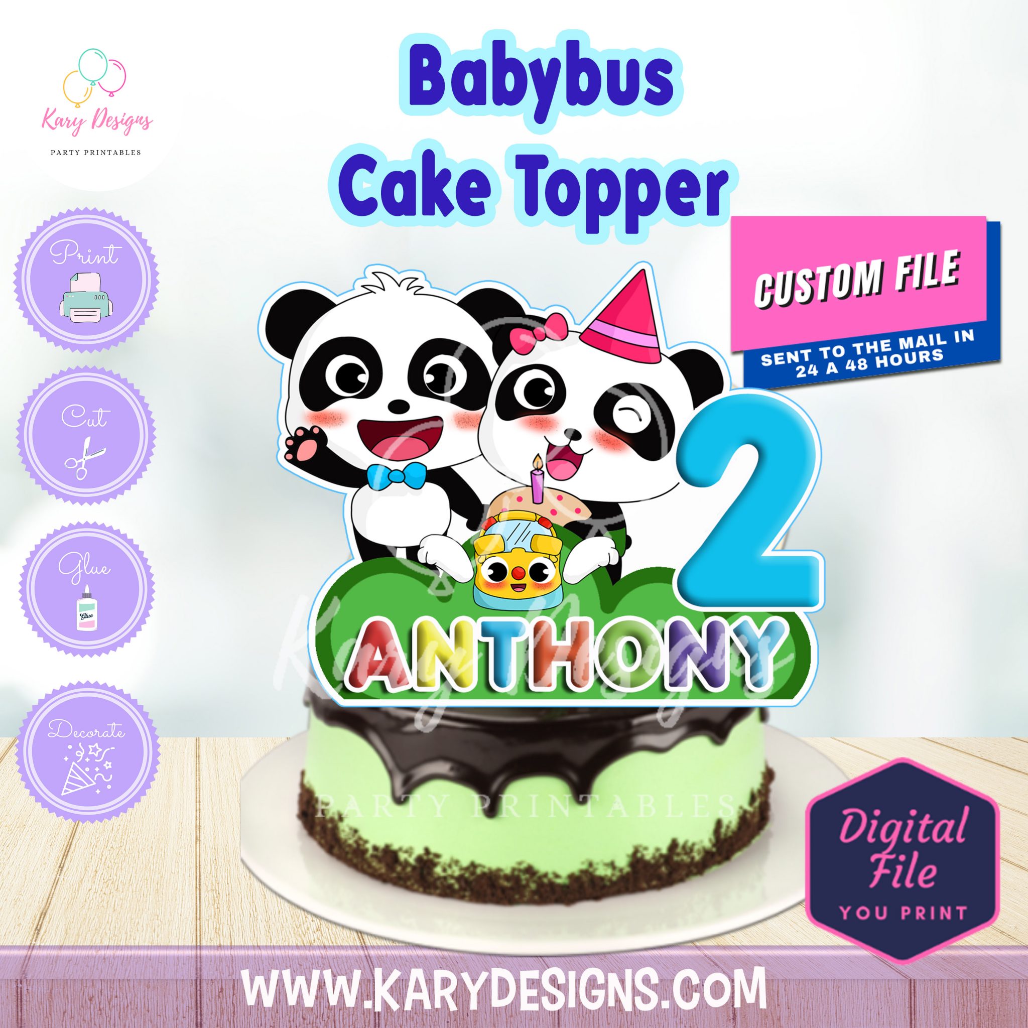 BABYBUS CAKE TOPPER - Kary Designs