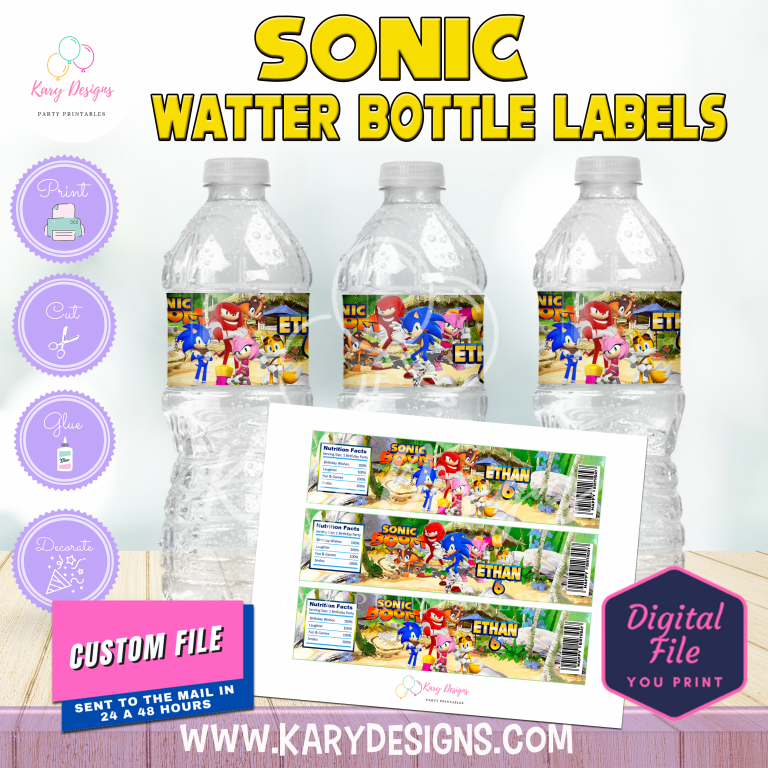 SONIC BOOM WATER BOTTLE LABELS - Kary Designs