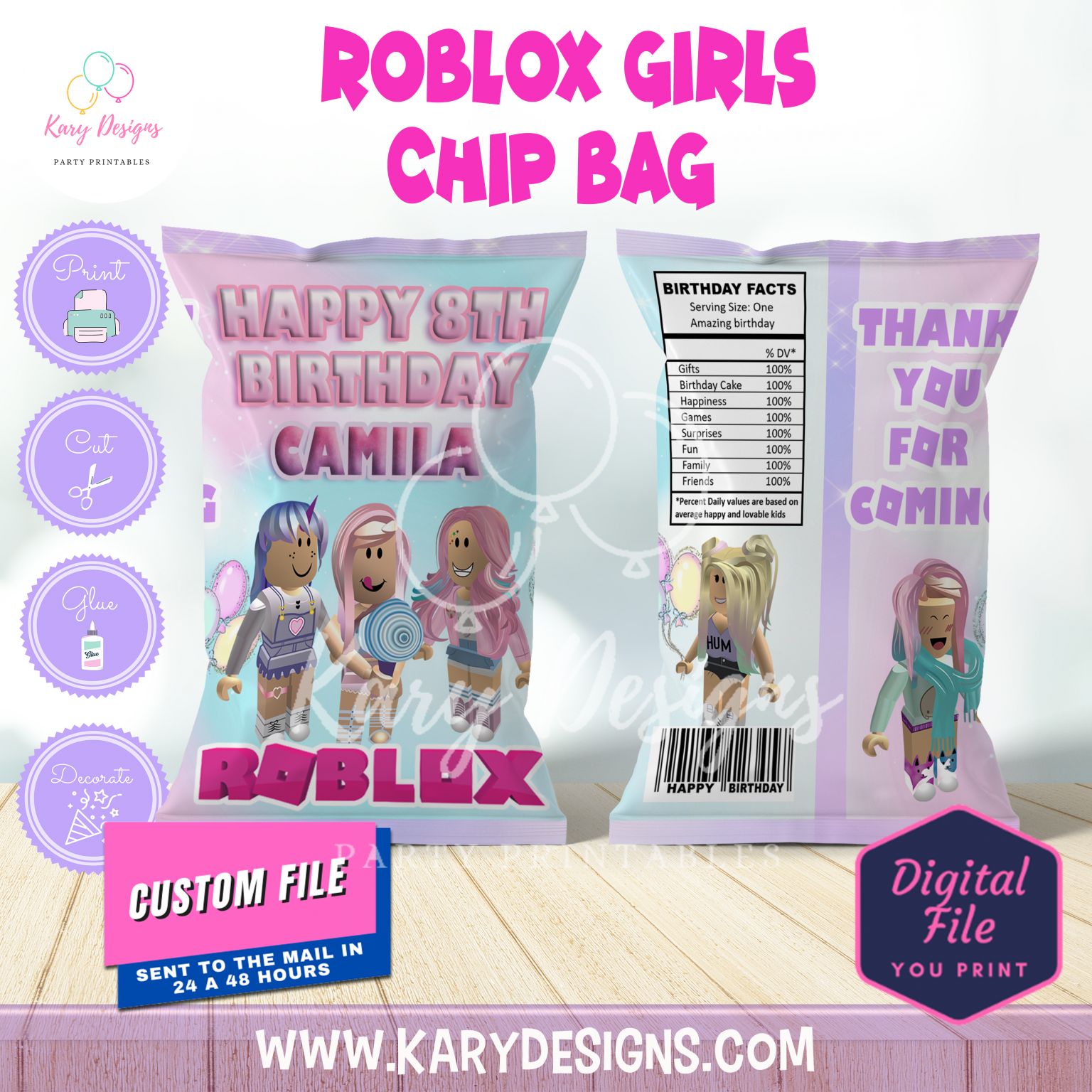 ROBLOX GABLE BOX LABEL - Kary Designs