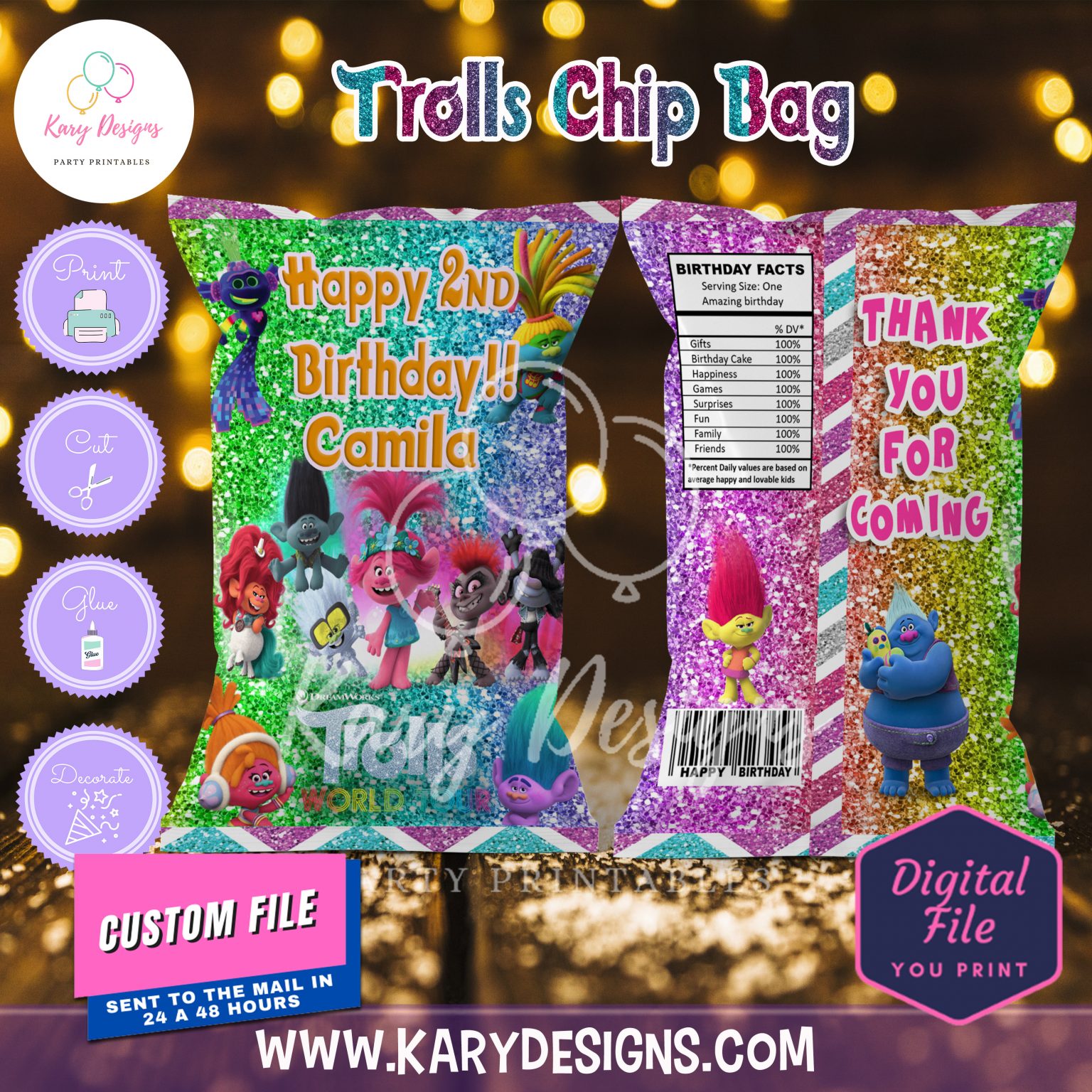 TROLLS WORLD TOUR CUPCAKES TOPPERS - Kary Designs