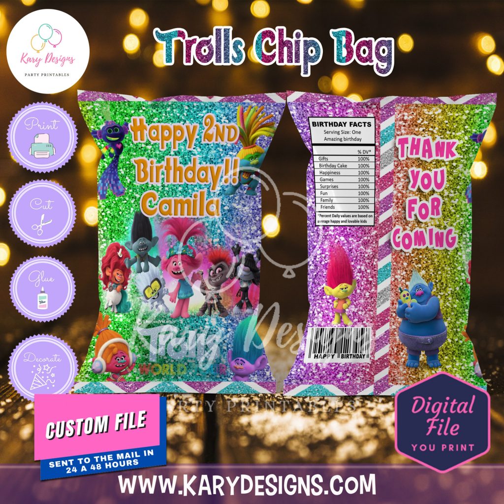 TROLLS WORLD TOUR CHIP BAG - Kary Designs