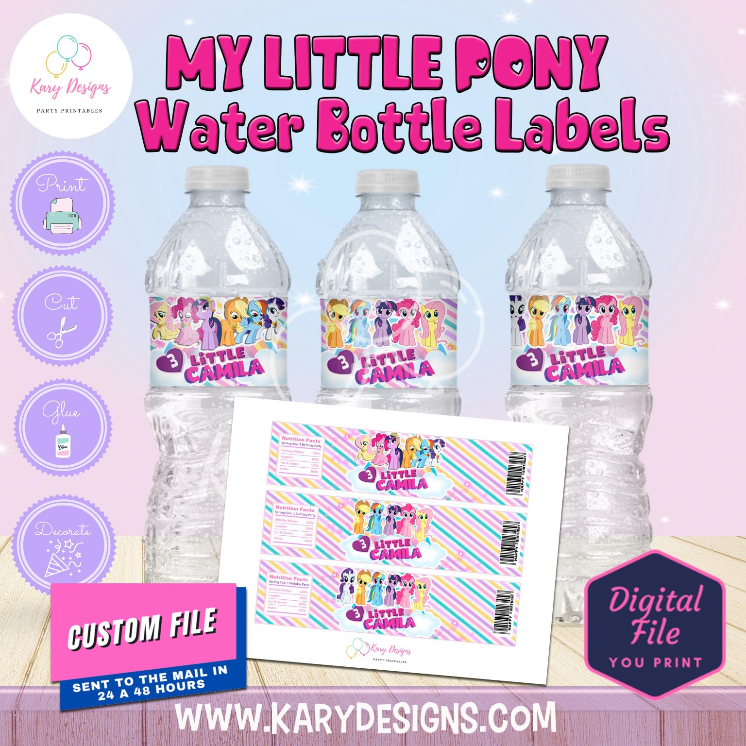 MY LITTLE PONY WATER BOTTLE LABELS - Kary Designs
