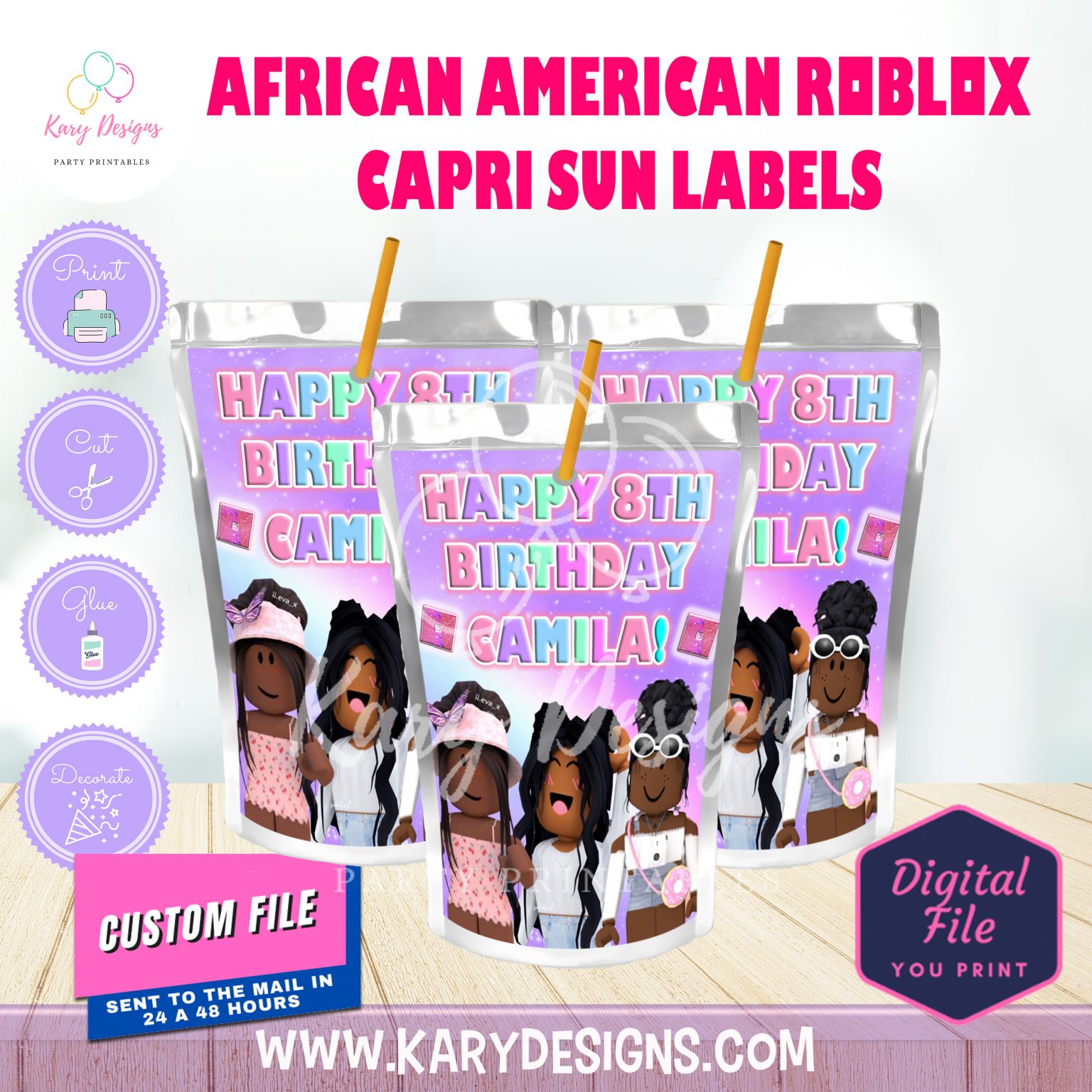 ROBLOX WATER BOTTLE LABELS - Kary Designs