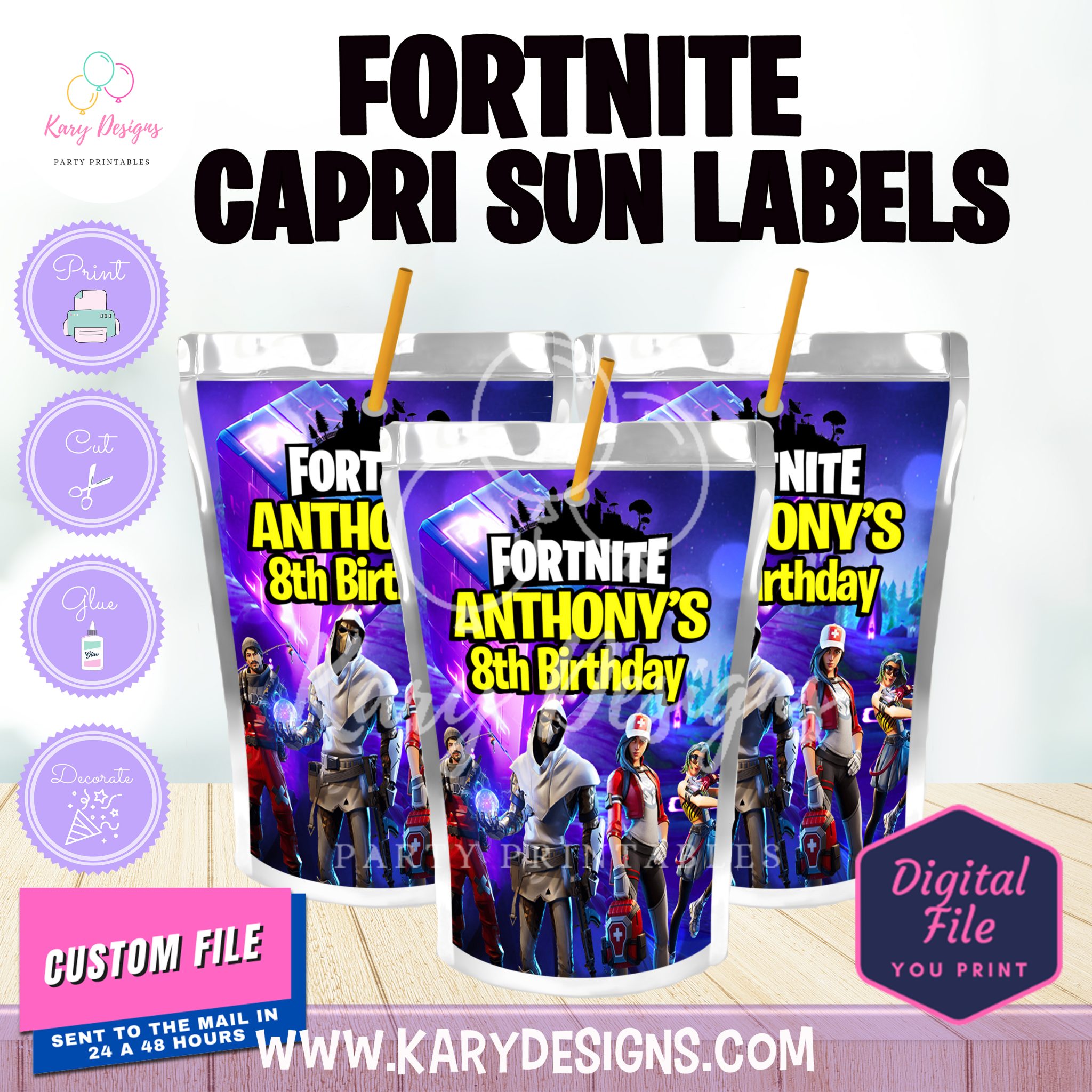 FORTNITE CAPRI SUN LABELS - Kary Designs