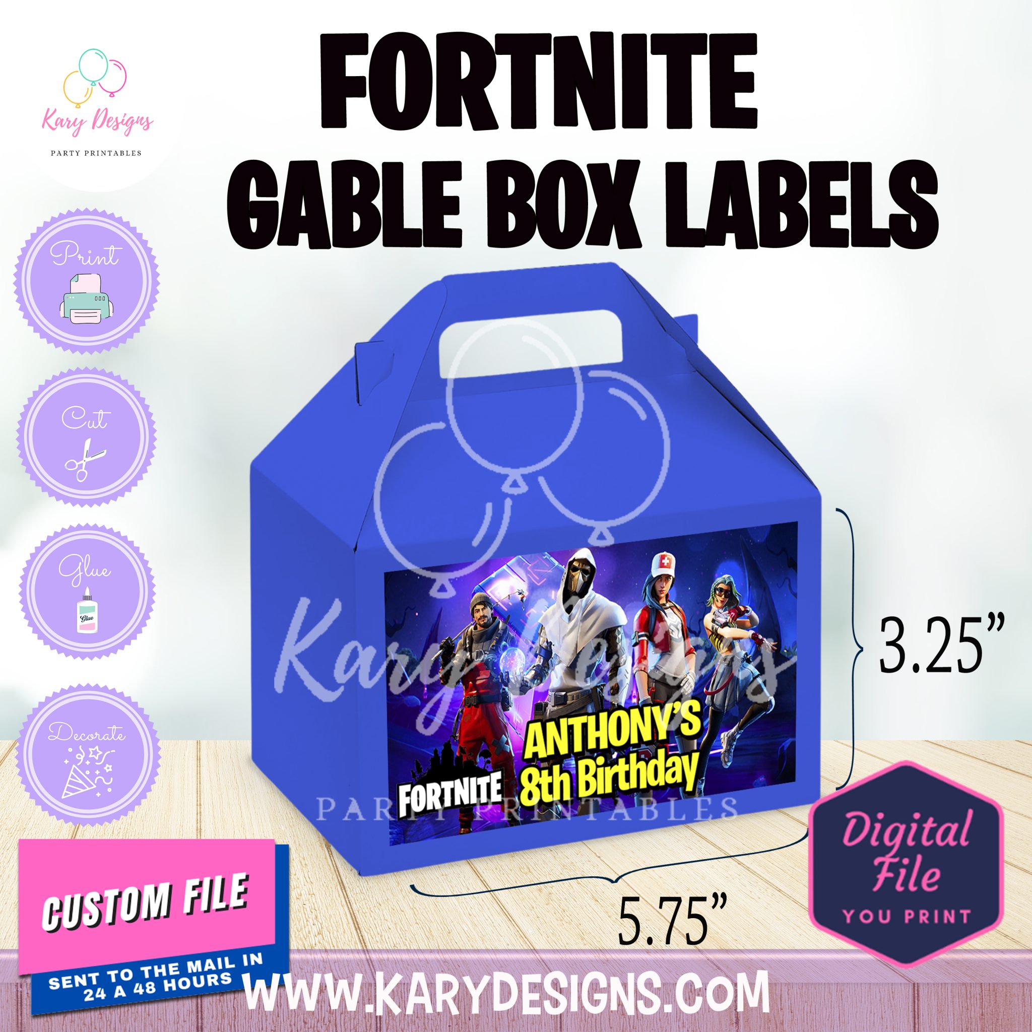 FORTNITE GABLE BOX LABELS - Kary Designs