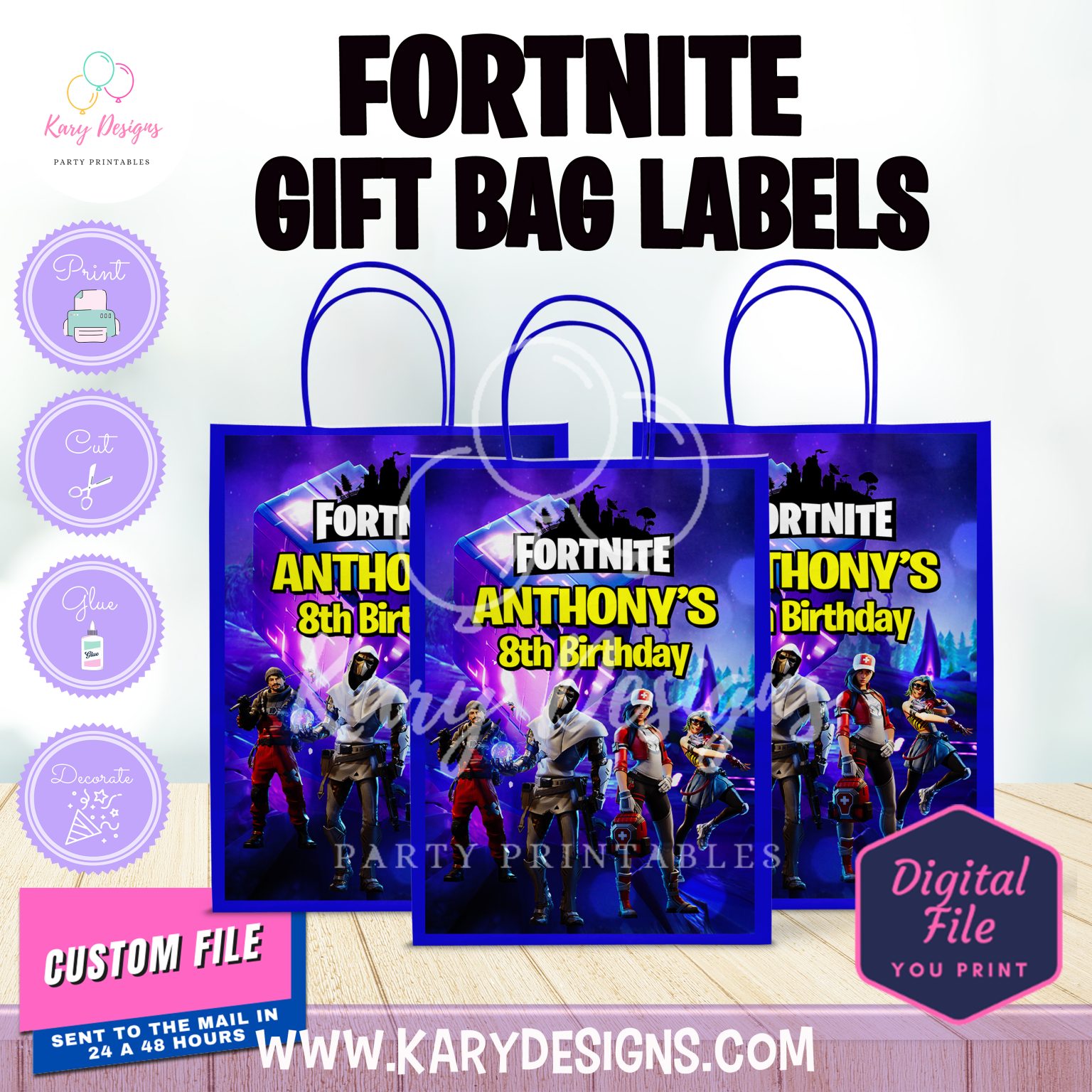 FORTNITE WATER BOTTLE LABELS - Kary Designs