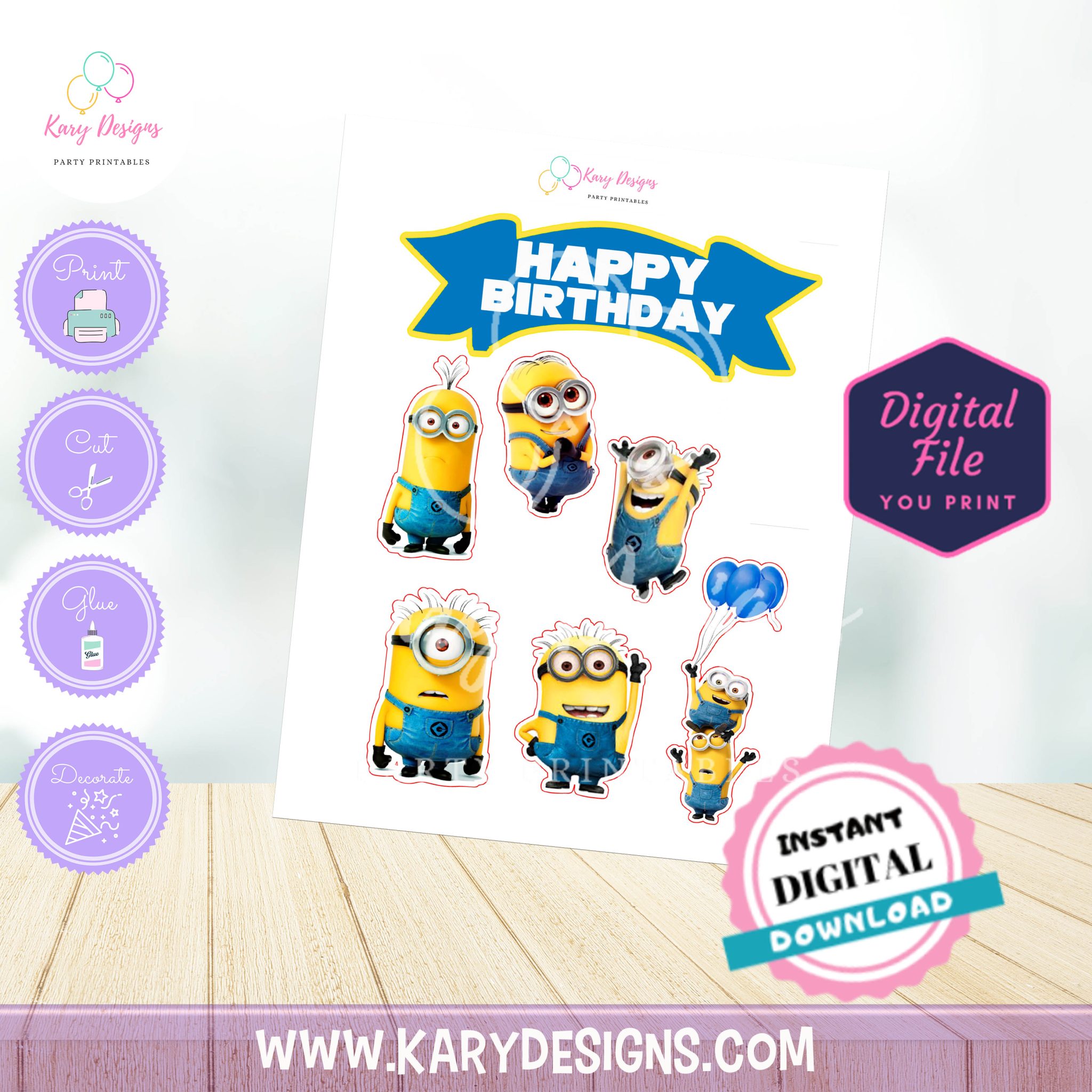 MINIONS CAKE TOPPER - Kary Designs