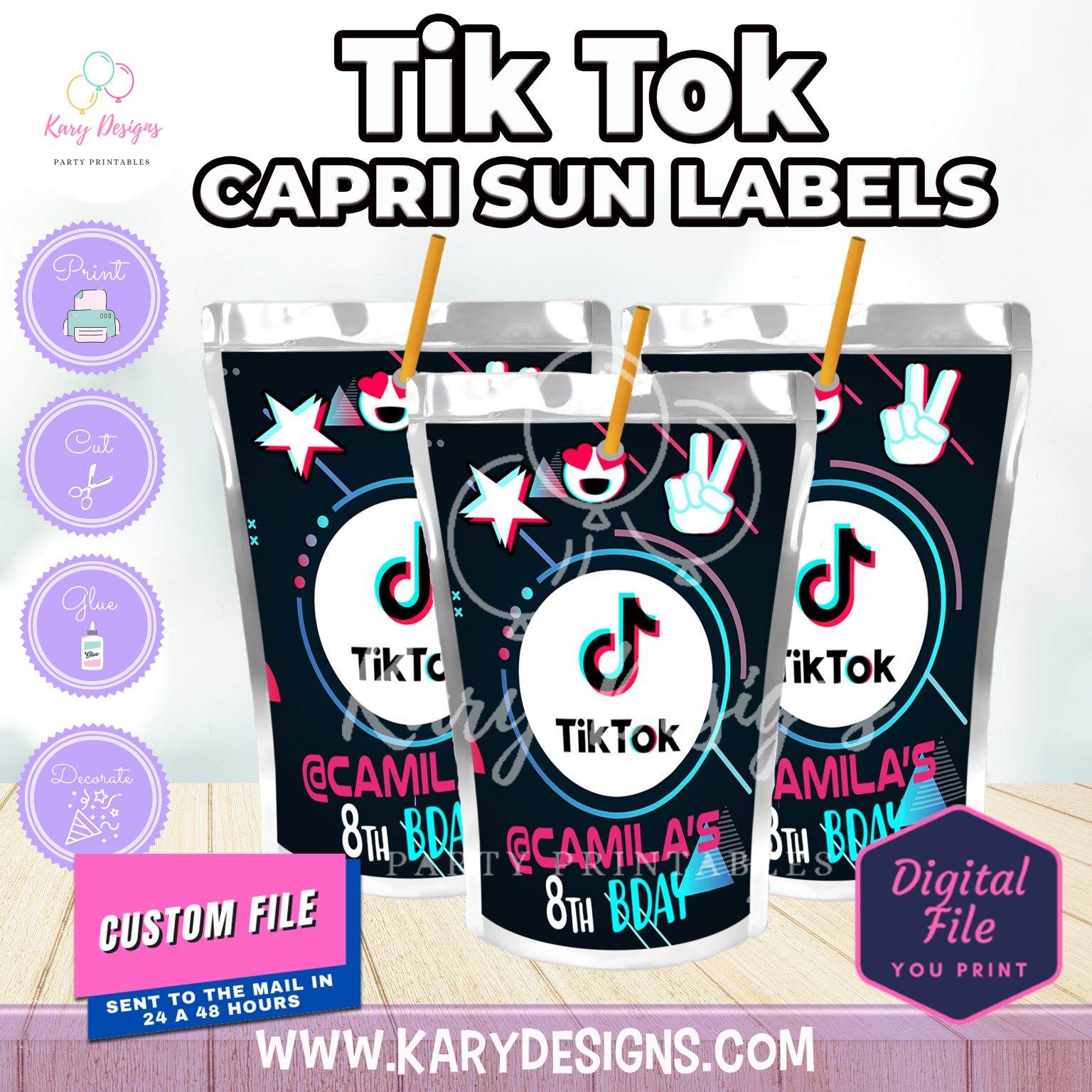 TIK TOK CAPRI SUN LABELS - Kary Designs