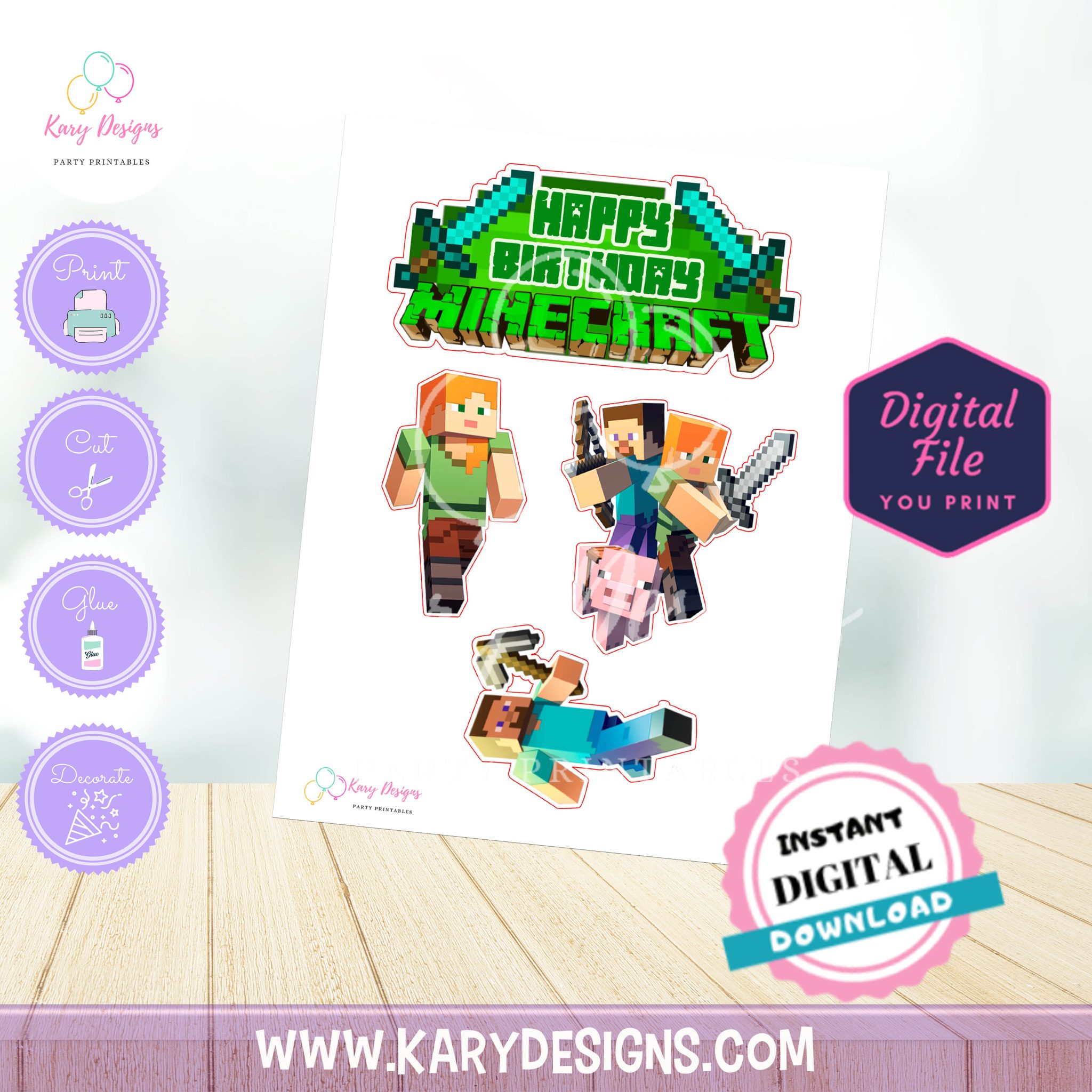 MINECRAFT CAKE TOPPER - Kary Designs