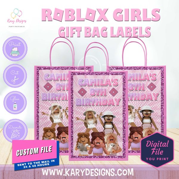 ROBLOX GIRLS GIFT BAG LABELS V2 - Kary Designs