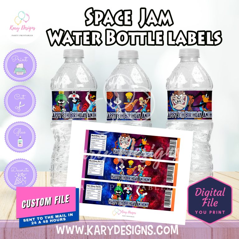 SPACE JAM WATER BOTTLE LABELS - Kary Designs