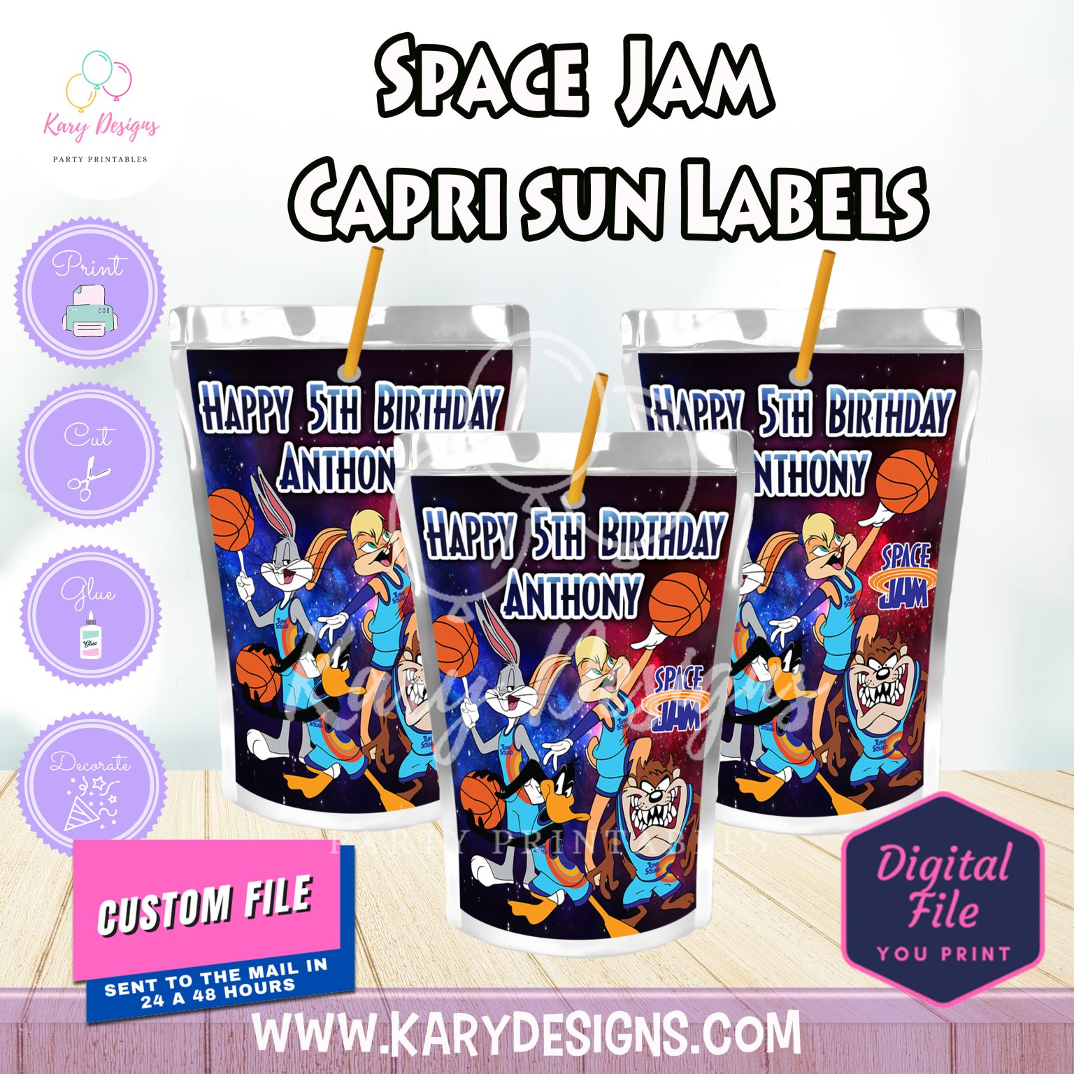SPACE JAM CUPCAKES TOPPERS - Kary Designs